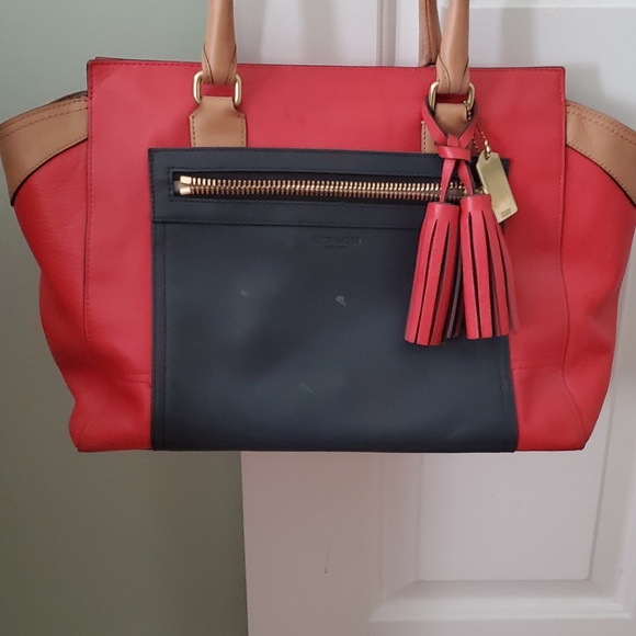 Coach | Bags | Coach Legacy Bag Navy And Vermillion Orange And Camel ...